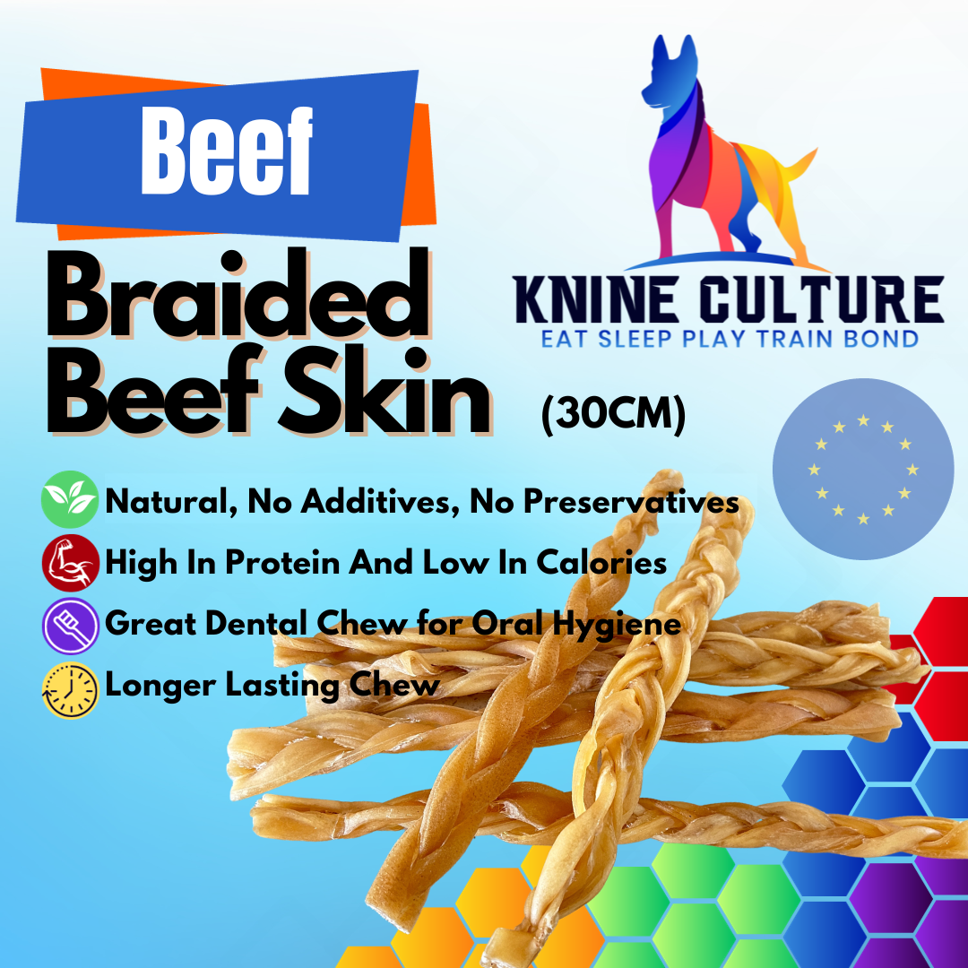 Natural Braided Beef Skin (30cm) – k9culture